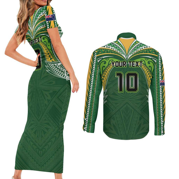 Custom Cook Islands Rugby League Couples Matching Short Sleeve Bodycon ...