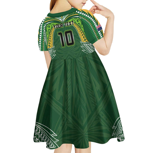 Custom Cook Islands Rugby League Kid Short Sleeve Dress Tatau Tribal ...