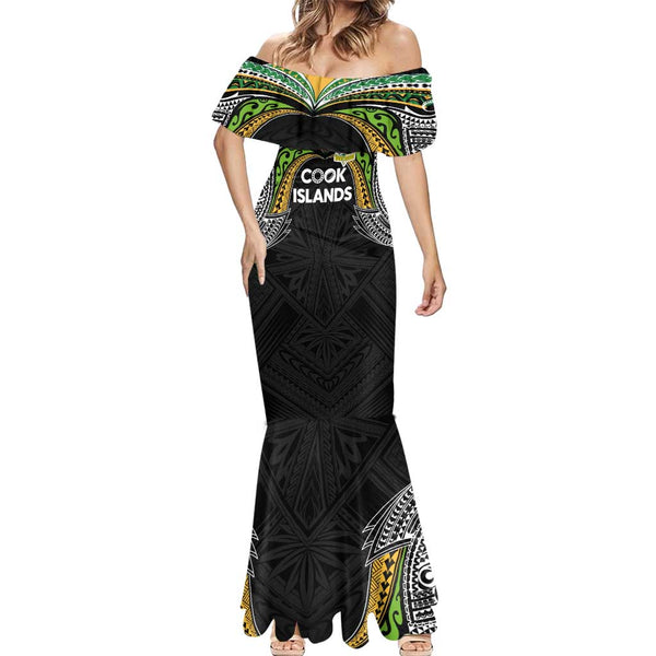 Custom Cook Islands Rugby League Mermaid Dress Tatau Tribal Motifs ...