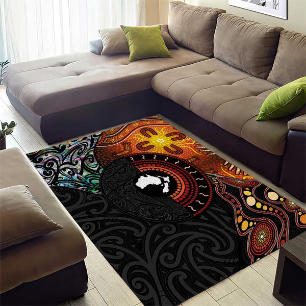 New Zealand and Australia Together Area Rug Maori Tattoo Paua Shell mix ...