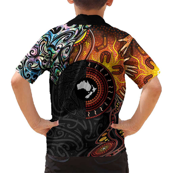 New Zealand and Australia Together Kid Hawaiian Shirt Maori Tattoo Paua ...
