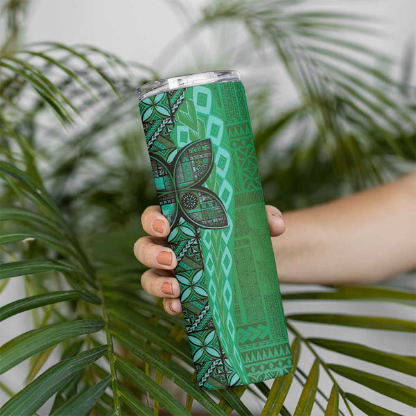 Samoan Pacific Tribal Flower Geometric Art Tattoos Skinny Tumbler Siapo ...
