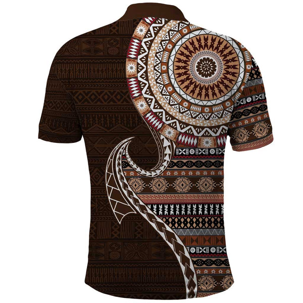 Fijian Masi Tribal Tattoos Art Pattern Polo Shirt Brown Color Half ...