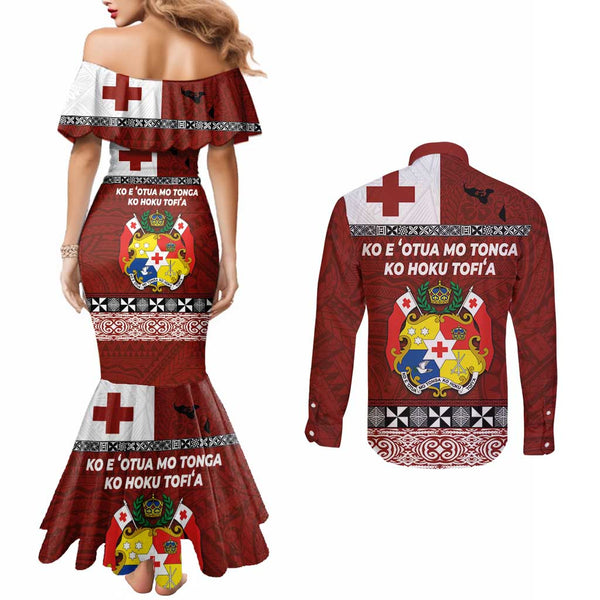 Tongan Culture Couples Matching Mermaid Dress and Long Sleeve Button ...