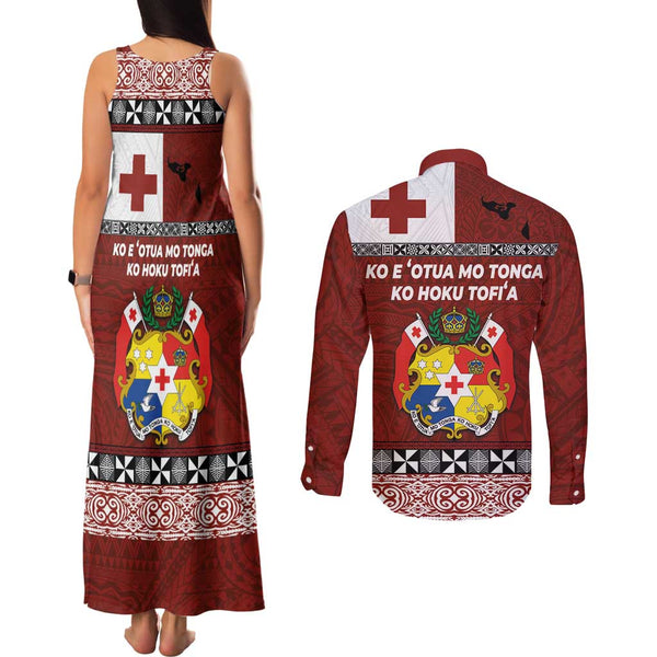 Tongan Culture Couples Matching Tank Maxi Dress and Long Sleeve Button ...