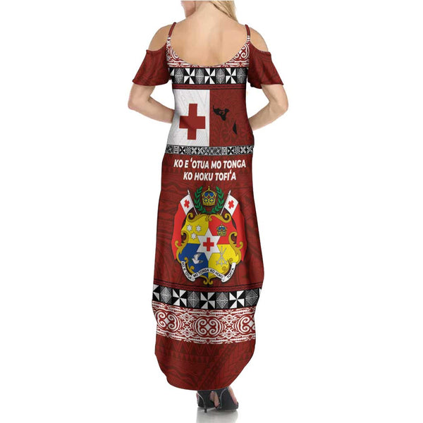 Tongan Culture Summer Maxi Dress Ngatu Art Tattoo and Emblem of Tonga LT03