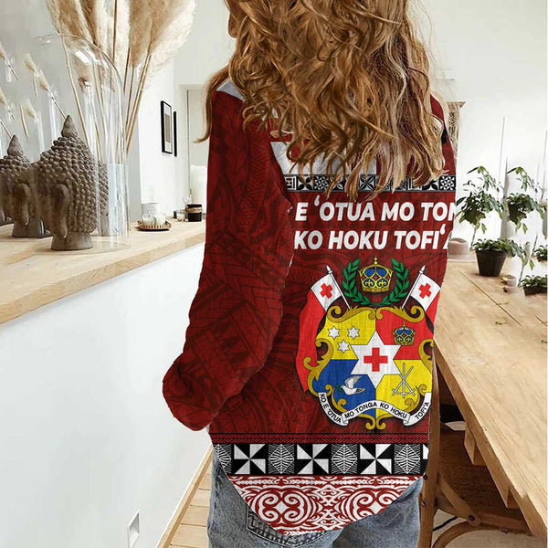Tongan Culture Women Casual Shirt Ngatu Art Tattoo and Emblem of Tonga LT03