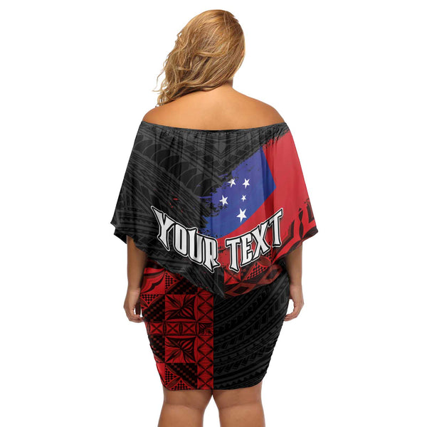 Personalised Samoa 685 Off Shoulder Short Dress Siapo Pattern and Samoa ...