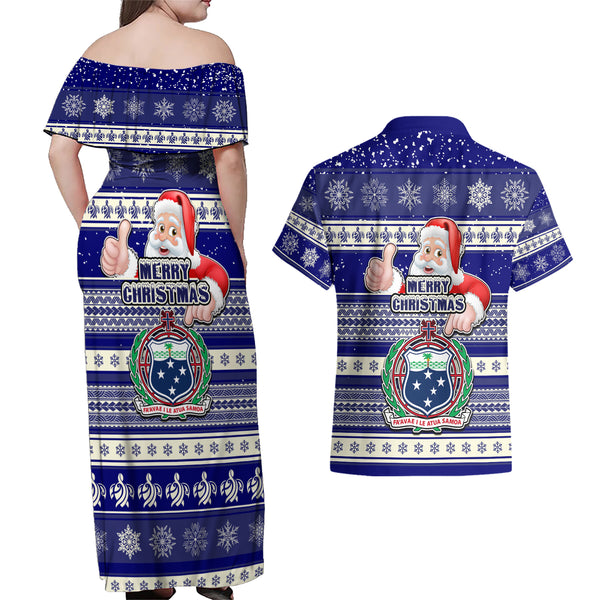Samoa Christmas Couples Matching Off Shoulder Maxi Dress and Hawaiian ...