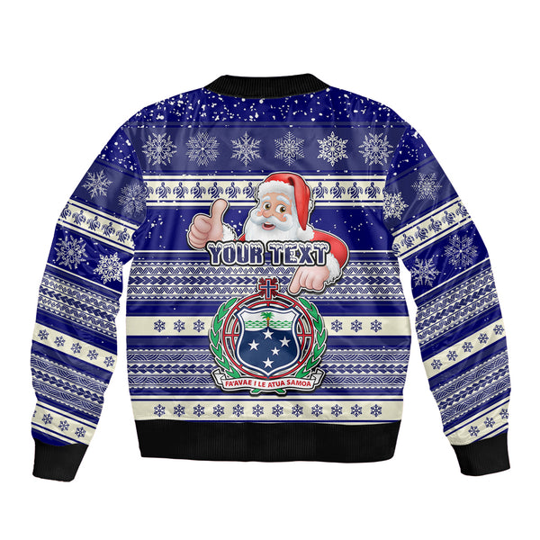 Custom Samoa Christmas Bomber Jacket The Santa Coat of Arms with Samoa ...