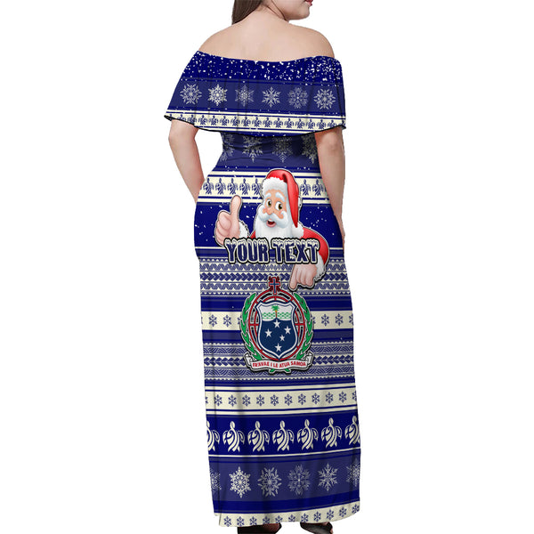 Custom Samoa Christmas Off Shoulder Maxi Dress The Santa Coat of Arms ...
