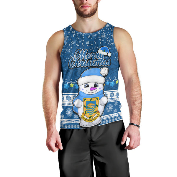 Personalised Tuvalu Christmas Men Tank Top Snowman Hugs Tuvalu Coat of ...