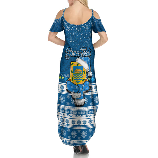 Personalised Tuvalu Christmas Summer Maxi Dress Snowman Hugs Tuvalu ...