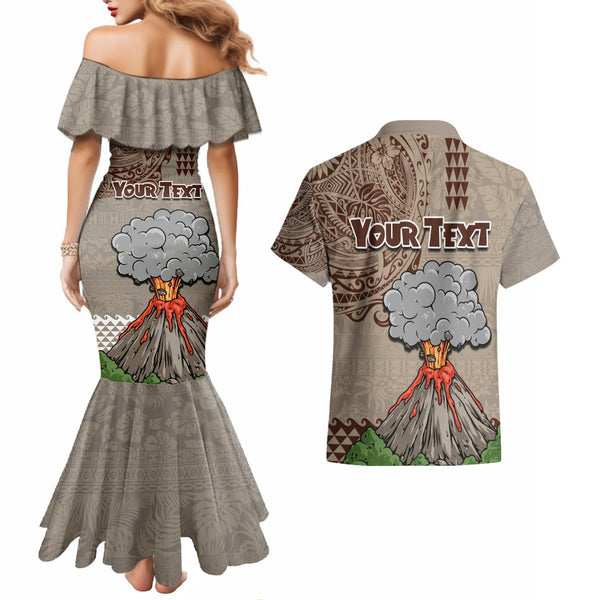 Aloha Volcano Custom Couples Matching Mermaid Dress and Hawaiian Shirt ...