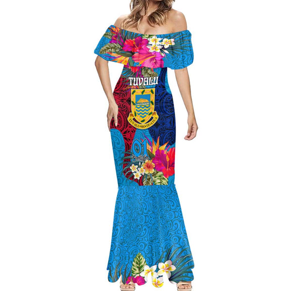 Personalised Tuvalu Independence Day Mermaid Dress 1st October 46th ...