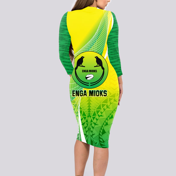 Enga Mioks Rugby Long Sleeve Bodycon Dress Papua New Guinea Polynesian ...
