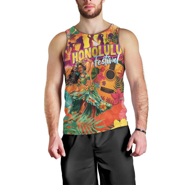 Hawaiian Honolulu Festival Men Tank Top Hawaiian Identity - Hula Dancer ...