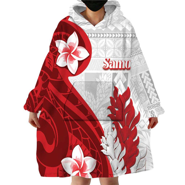 Samoa Teuila 2024 Wearable Blanket Hoodie Samoan Siapo Pattern Red ...