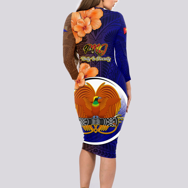 Papua New Guinea Manus Province Long Sleeve Bodycon Dress Mix Coat Of ...