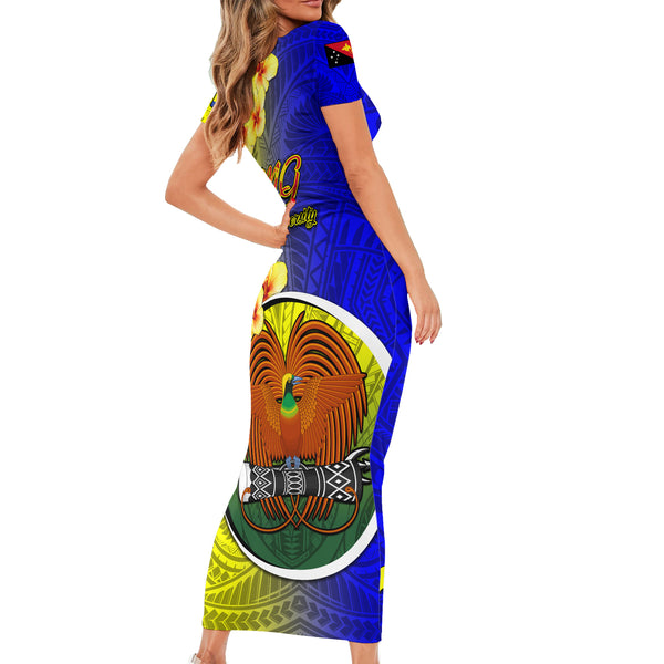 Papua New Guinea Morobe Province Short Sleeve Bodycon Dress Mix Coat Of ...