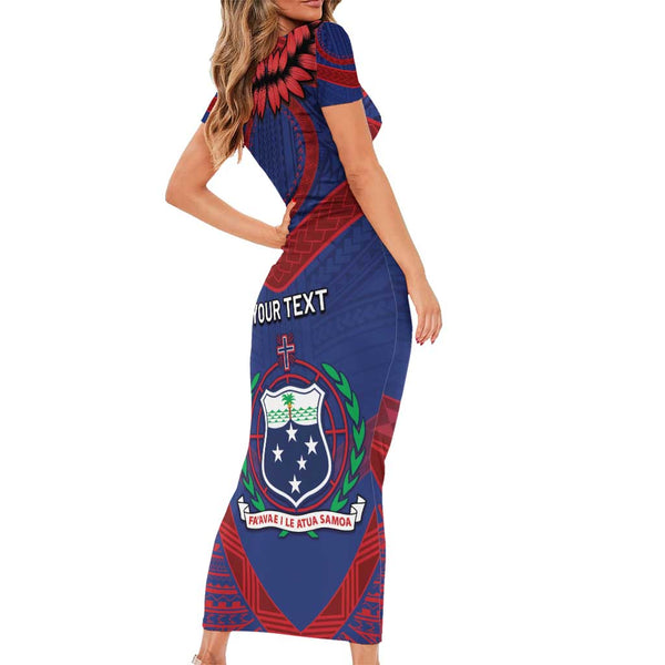 Personalised FAST Party Samoa Short Sleeve Bodycon Dress Samoan Coat Of ...