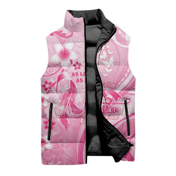 Personalised Memorial Pink Breast Cancer Awareness Sleeveless Puffer ...