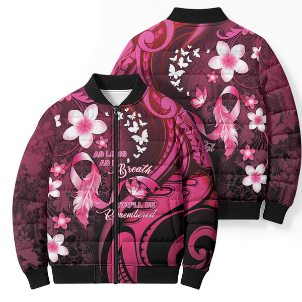 Personalised Memorial Breast Cancer Awareness Bomber Puffer Jacket ...