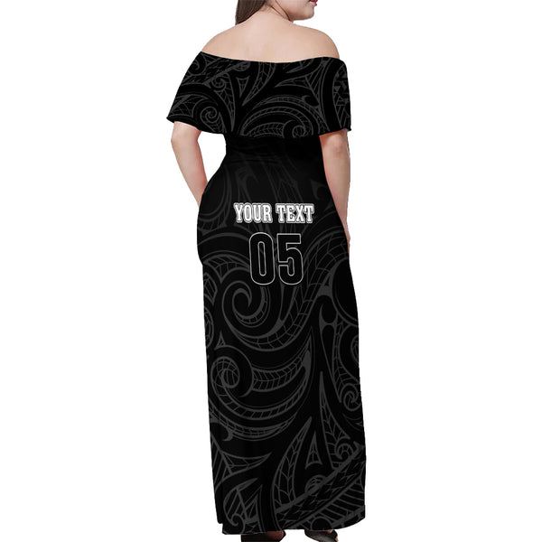 Custom New Zealand Marathon Off Shoulder Maxi Dress Maori Style LT05