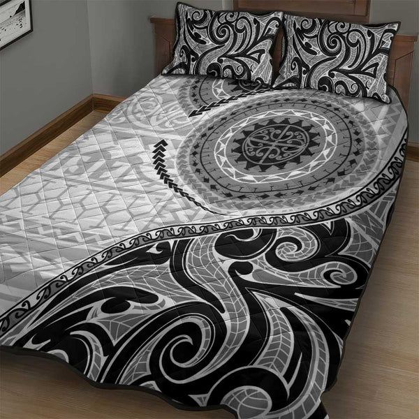 New Zealand White Maori Koru Simple Style Quilt Bed Set LT05