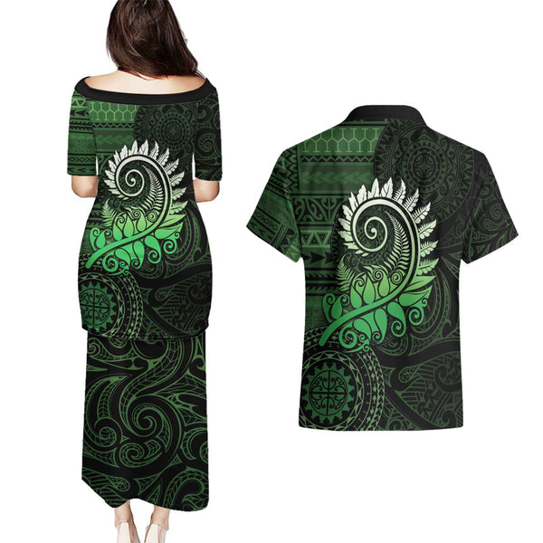 New Zealand Maori Koru Fern Couples Matching Puletasi and Hawaiian ...