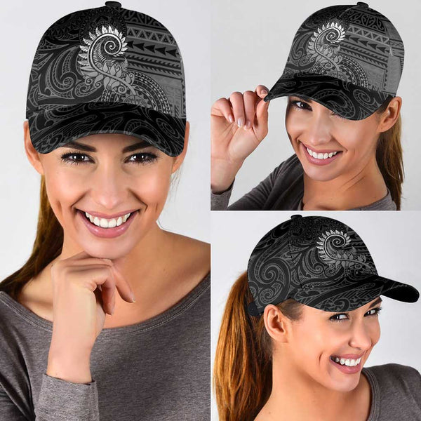 New Zealand Maori Koru Fern Classic Cap Spiral Polynesian Style Gray LT05