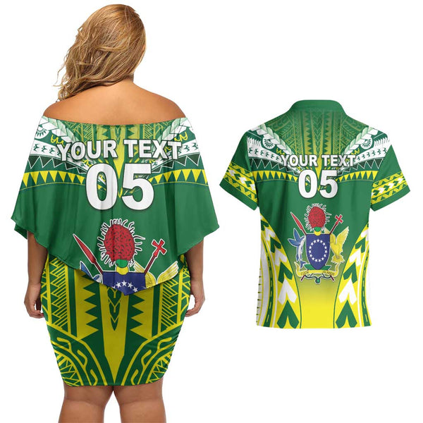 Cook Islands Rugby Custom Couples Matching Off Shoulder Short Dress and ...