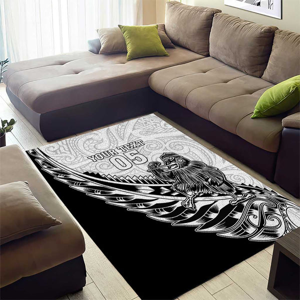 New Zealand Kiwi Rugby Custom Area Rug Go Champions Maori Pattern LT05