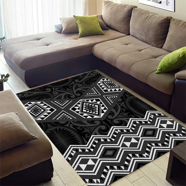 New Zealand Aotearoa Area Rug Black Taniko Art Maori Pattern LT05