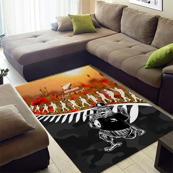 New Zealand ANZAC Rugby Area Rug Soldier Fern With Kiwi Bird LT05