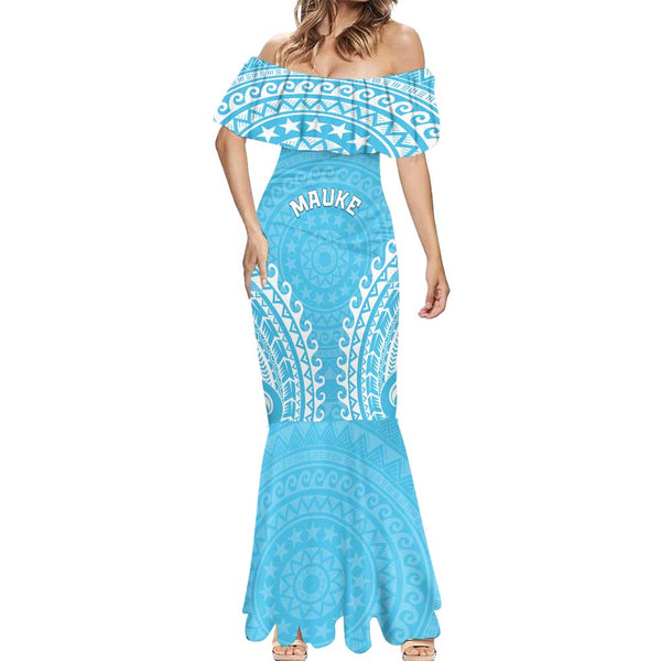 Custom Cook Islands Mauke Mermaid Dress Polynesian Tribal Tattoo LT05
