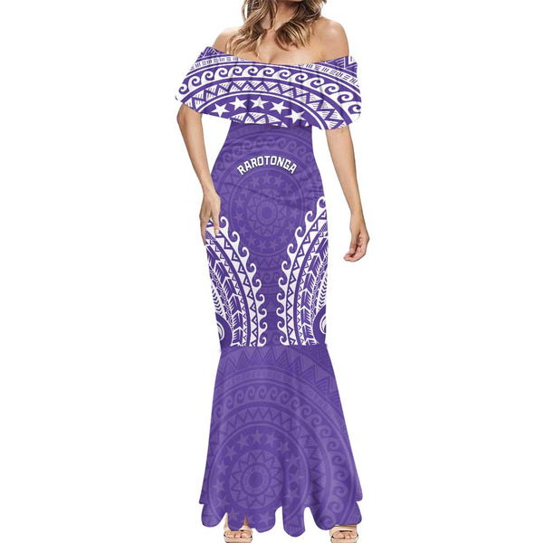 Custom Cook Islands Rarotonga Mermaid Dress Polynesian Tribal Tattoo LT05