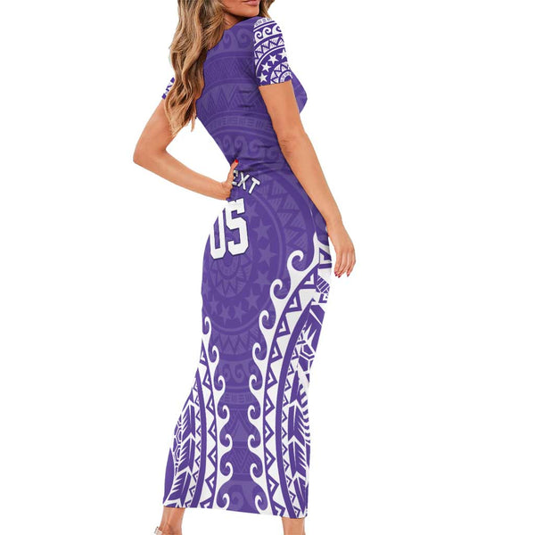 Custom Cook Islands Rarotonga Short Sleeve Bodycon Dress Polynesian ...