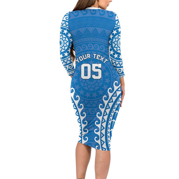 Custom Cook Islands Pukapuka Long Sleeve Bodycon Dress Polynesian ...