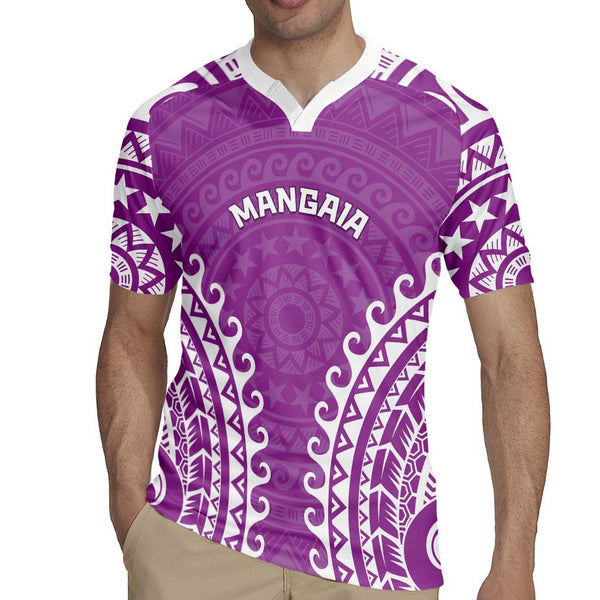 Custom Cook Islands Mangaia Rugby Jersey Polynesian Tribal Tattoo LT05