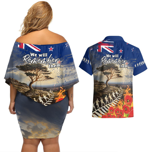 New Zealand ANZAC Day Couples Matching Off Shoulder Short Dress and ...
