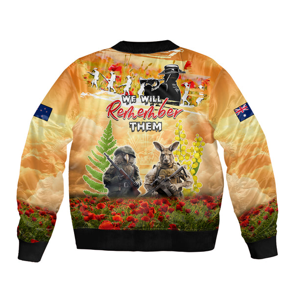 Australia And New Zealand ANZAC Day Bomber Jacket Kangaroo And Kiwi ...