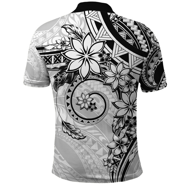 Polynesian Pattern With Plumeria Flowers Polo Shirt White LT05