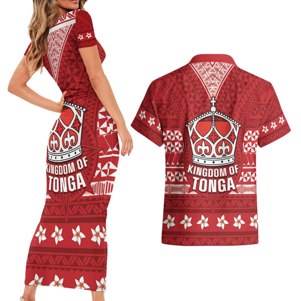 Tonga King Tupou VI Day Couples Matching Short Sleeve Bodycon Dress and ...
