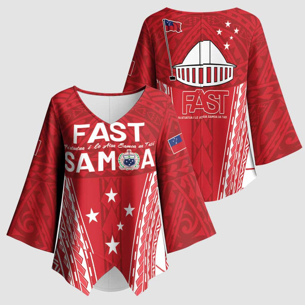 Samoa FAST Kimono Sleeve Blouse Forever Proud Samoan Tribal Pattern LT05