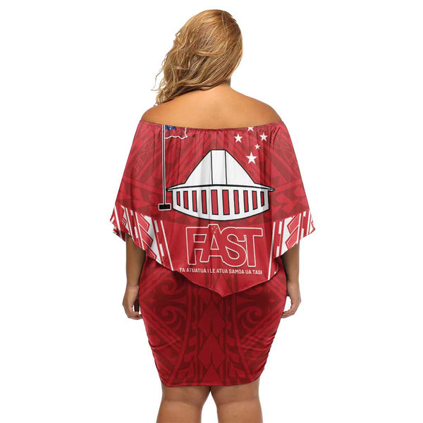 Samoa FAST Off Shoulder Short Dress Forever Proud Samoan Tribal Pattern ...