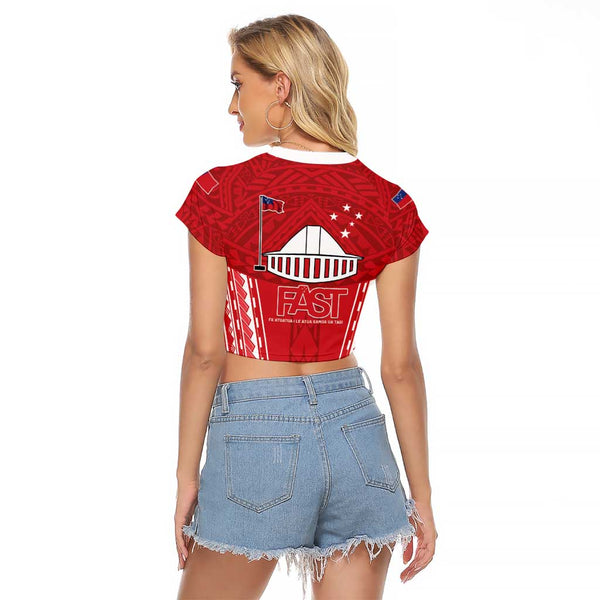 Samoa FAST Raglan Cropped T Shirt Forever Proud Samoan Tribal Pattern LT05