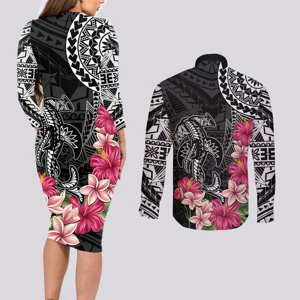Black Polynesian Hammerhead Shark Tribal Pattern Couples Matching Long ...