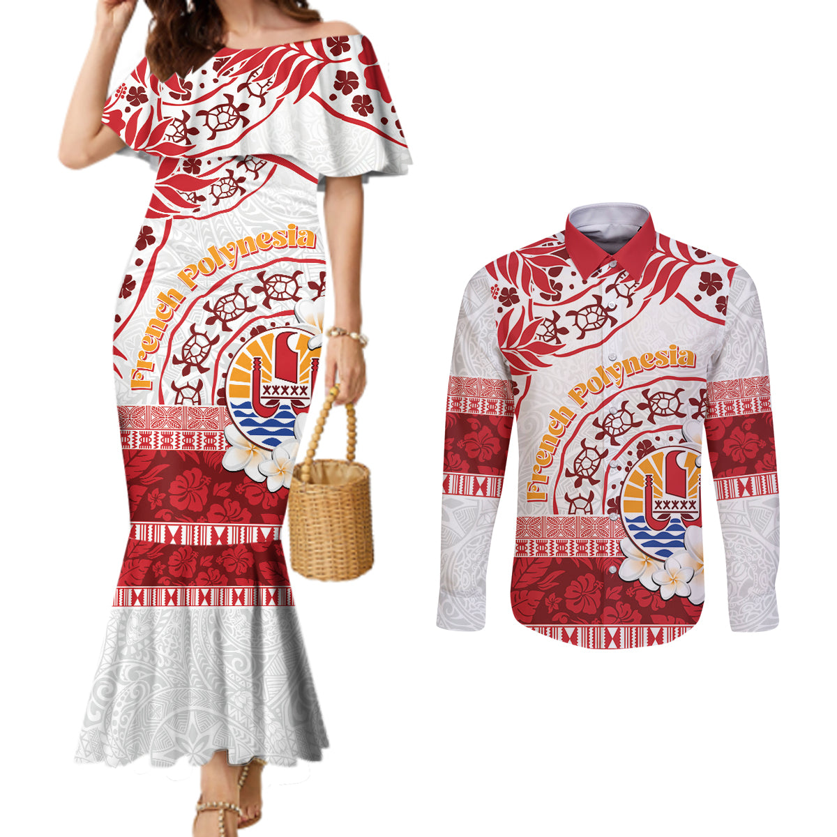 French Polynesia Internal Autonomy Day Couples Matching Mermaid Dress ...