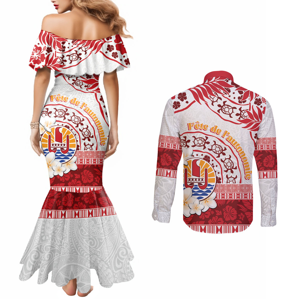 French Polynesia Internal Autonomy Day Couples Matching Mermaid Dress ...